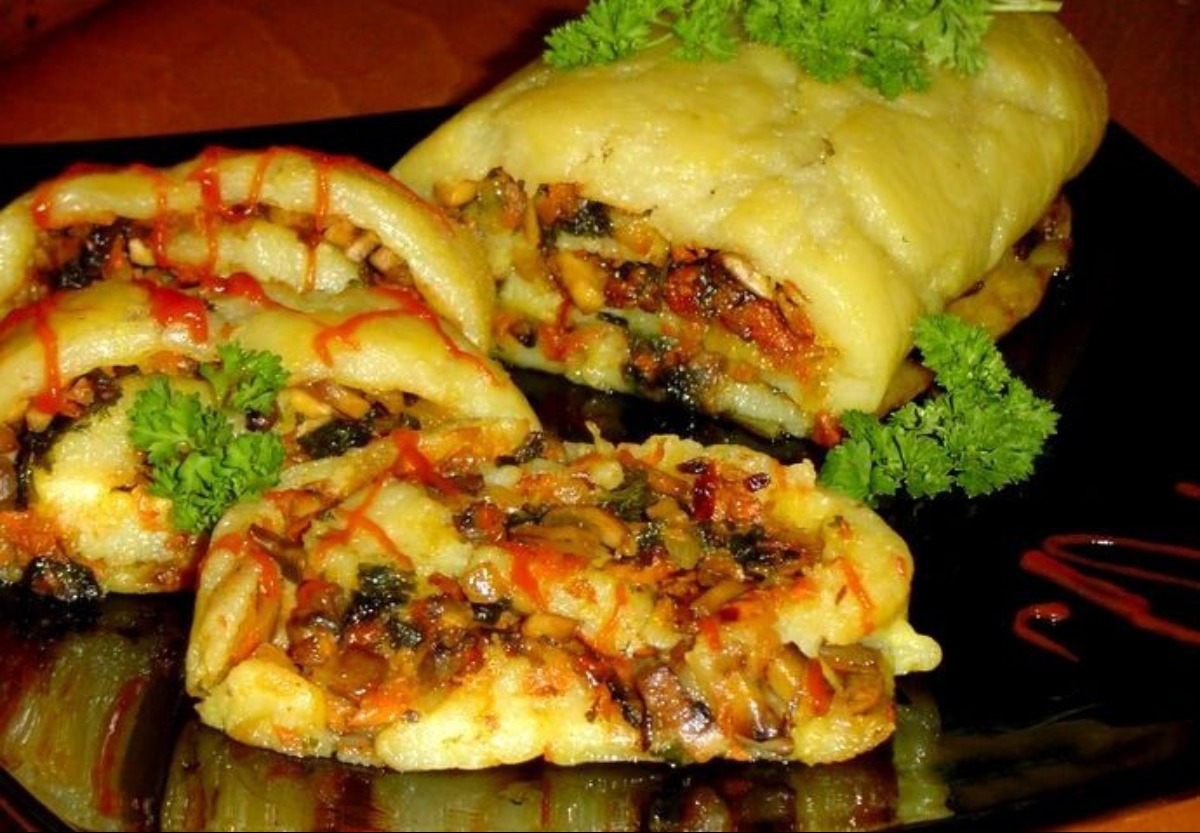 Bulvių košės vyniotinis - Receptas su nuotraukomis