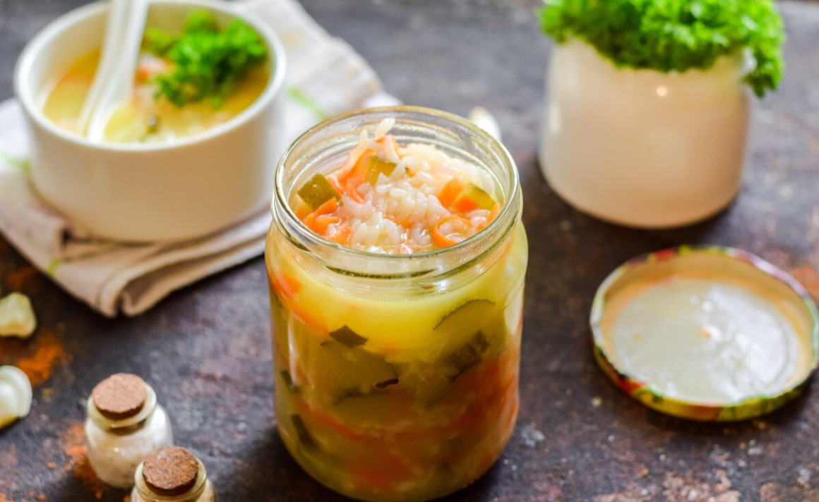 Ryžių sriuba stiklainiuose - Receptas su nuotraukomis