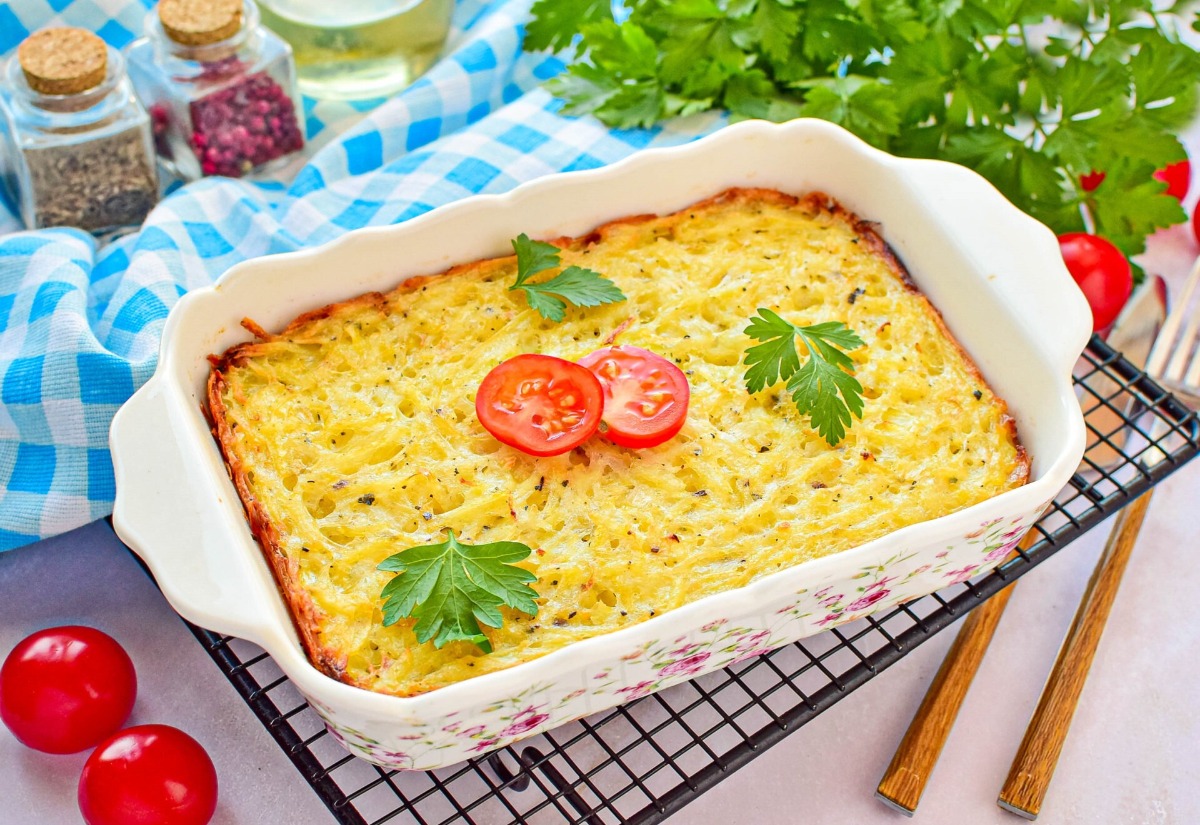 Tarkuotų bulvių kugelis - Receptas su nuotraukomis